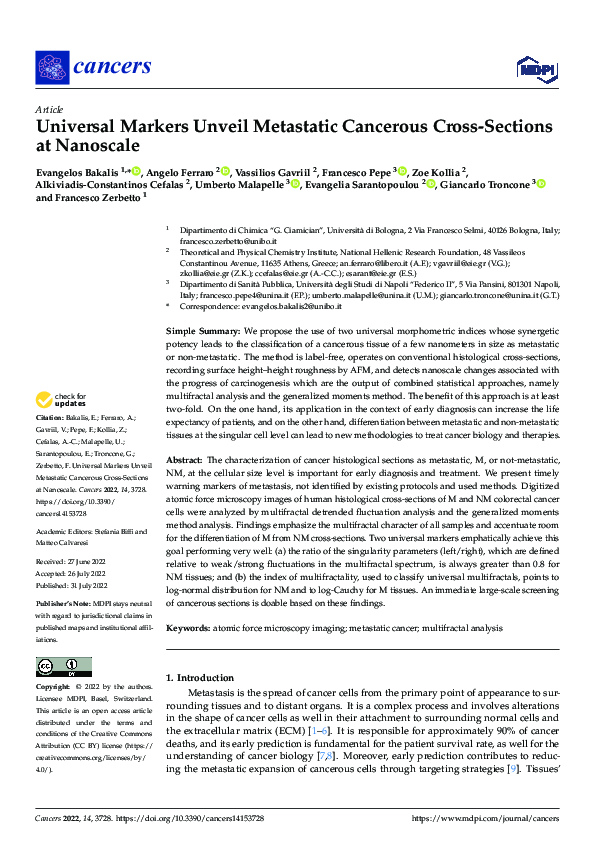 (PDF) Universal Markers Unveil Metastatic Cancerous Cross-Sections at ...