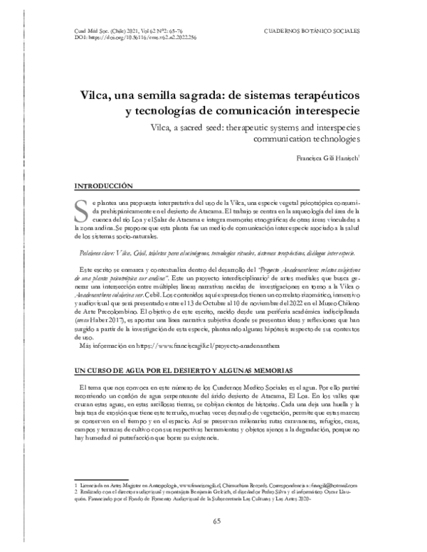 (PDF) Vilca, una semilla sagrada: de sistemas terapéuticos y ...