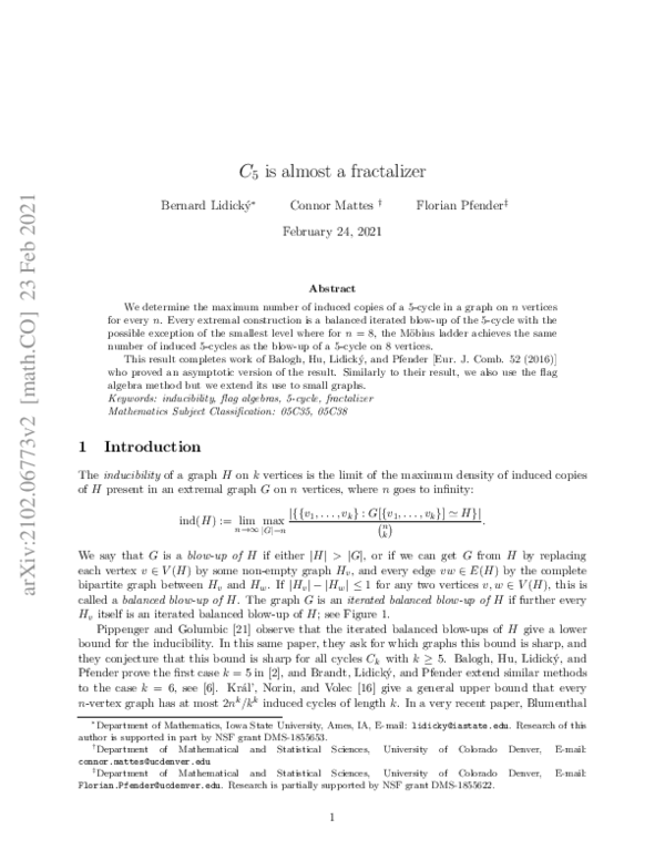 (PDF) C_5 is almost a fractalizer