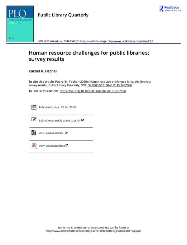 (PDF) Human resource challenges for public libraries: survey results