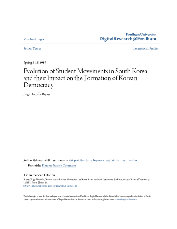 (PDF) Evolution of Student Movements in South Korea and their Impact on ...