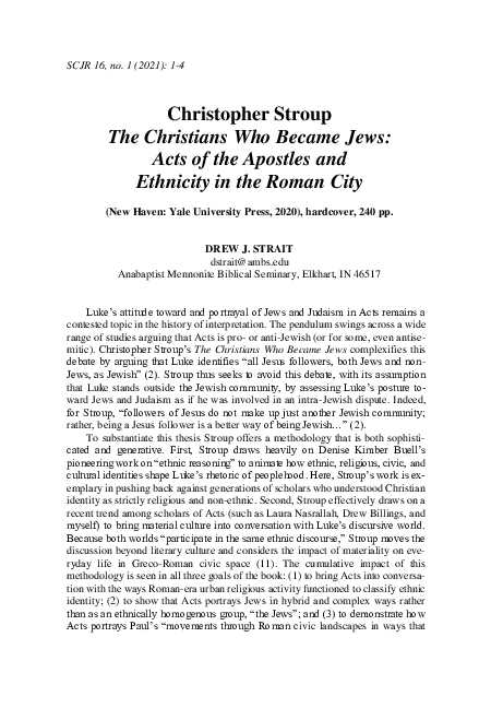 (PDF) Christopher Stroup. The Christians Who Became Jews: Acts of the ...
