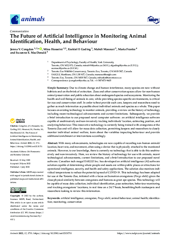 (PDF) The Future of Artificial Intelligence in Monitoring Animal Identification, Health, and ...
