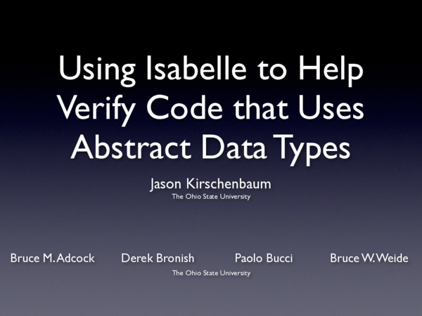 (PDF) Using Isabelle to Help Verify Code That Uses Abstract Data Types
