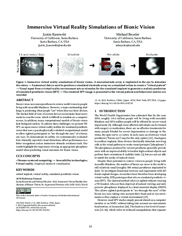 (PDF) Immersive Virtual Reality Simulations of Bionic Vision