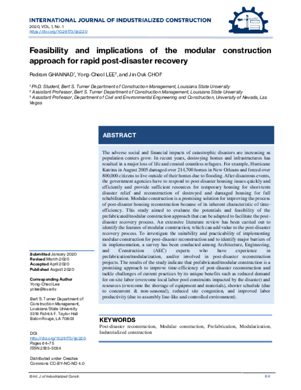 (PDF) Feasibility and Implications of the Modular Construction Approach ...