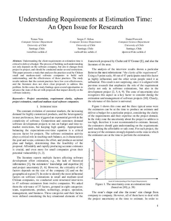 (PDF) Understanding Requirements at Estimation Time: An Open Issue for ...