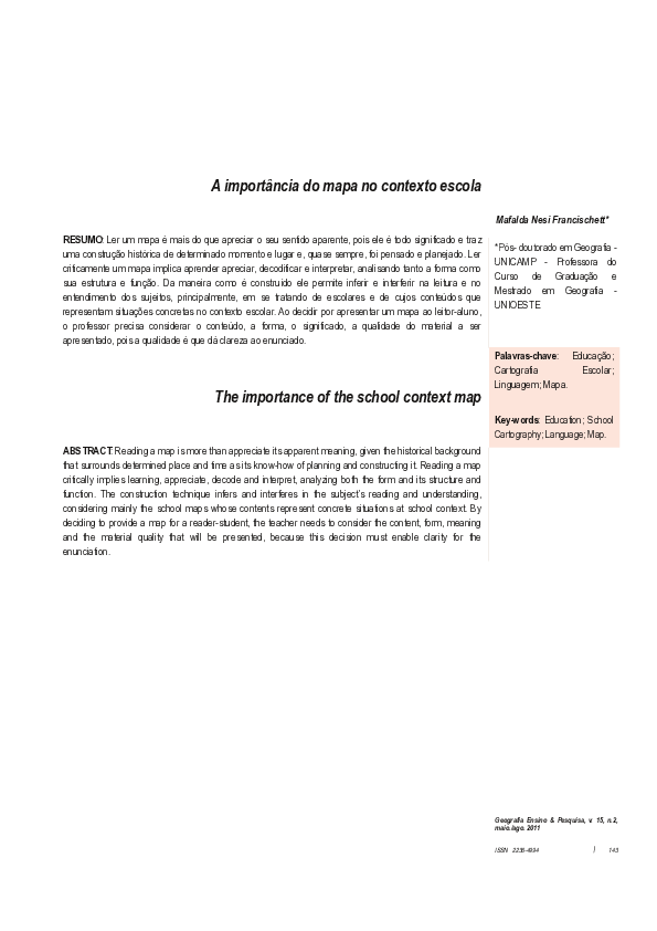 (PDF) A Importância Do Mapa No Contexto Da Escola