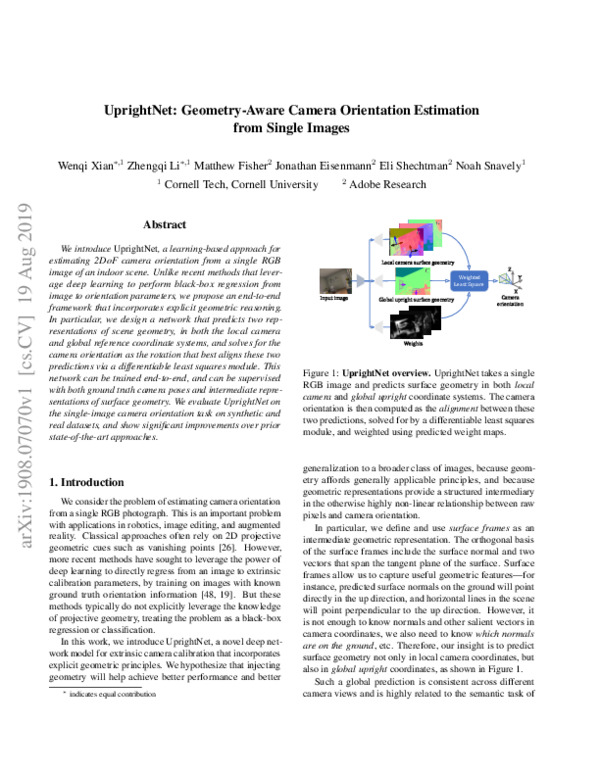 (PDF) UprightNet: Geometry-Aware Camera Orientation Estimation From ...