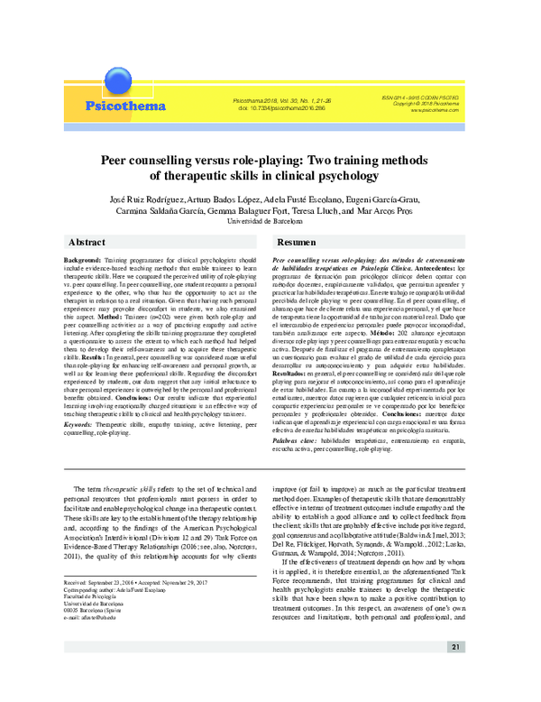 (PDF) Peer counselling versus role-playing: Two training methods of ...