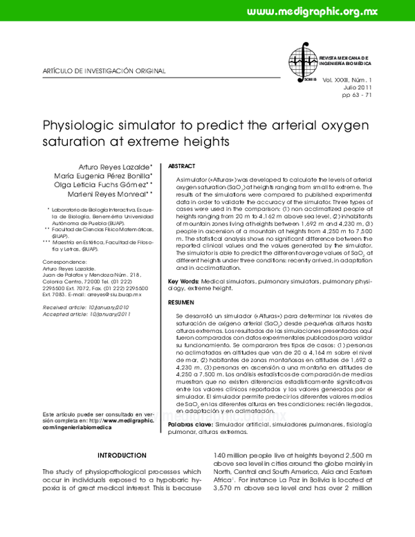 (PDF) Physiologic simulator to predict the arterial oxygen saturation ...