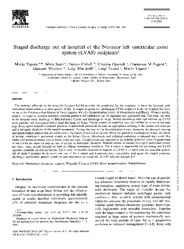 (PDF) Staged discharge out of hospital of the Novacor left ventricular ...