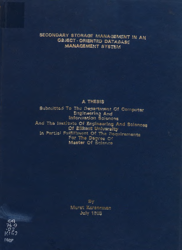 Pdf Secondary Storage Management In An Object Oriented Database