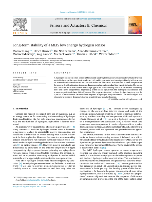 (PDF) Long-term stability of a MEIS low energy hydrogen sensor
