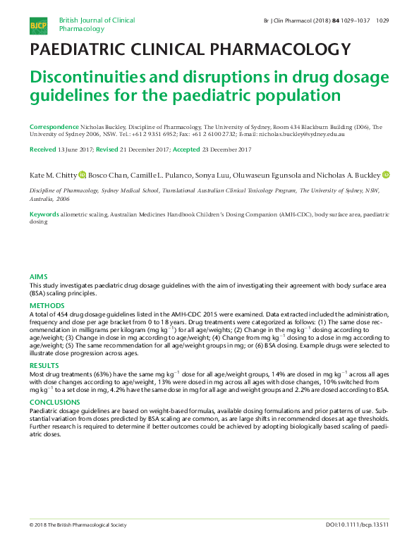 (PDF) Discontinuities and disruptions in drug dosage guidelines for the ...