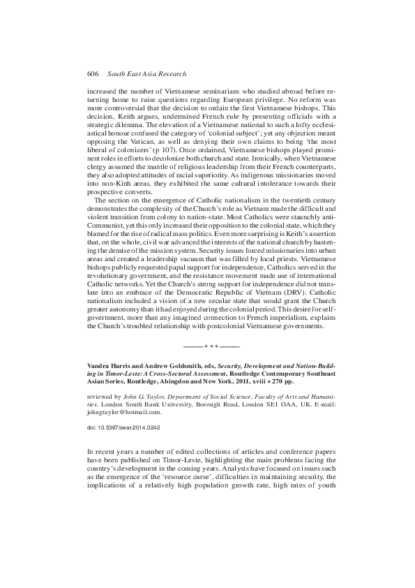 (PDF) Security, development and nation-building in Timor-Leste : a ...
