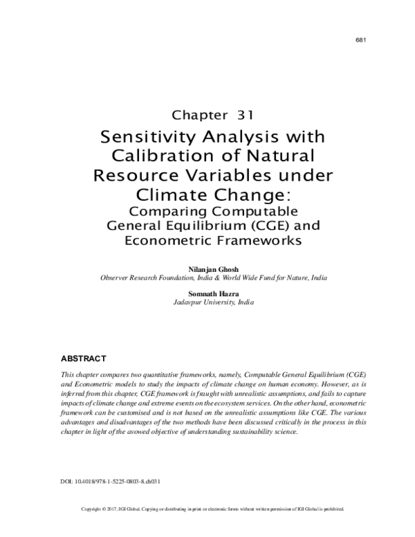 (PDF) Sensitivity Analysis with Calibration of Natural Resource Variables under Climate Change