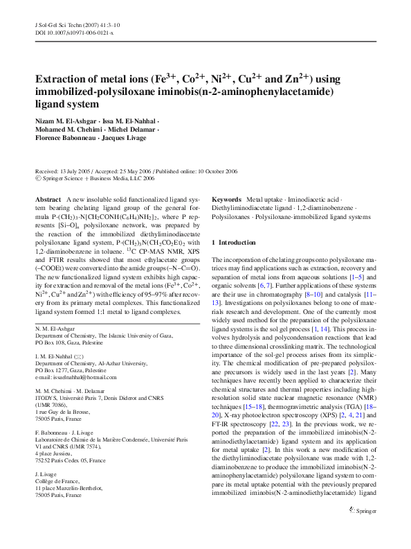 (PDF) Efficient Metal Ion Extraction with Polysiloxane
