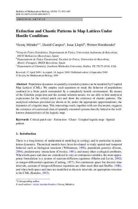 Pdf Extinction And Chaotic Patterns In Map Lattices Under Hostile
