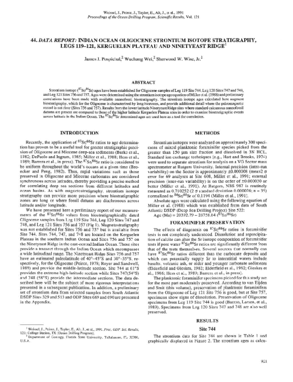 (PDF) 44. Data Report: Indian Ocean Oligocene Strontium Isotope ...