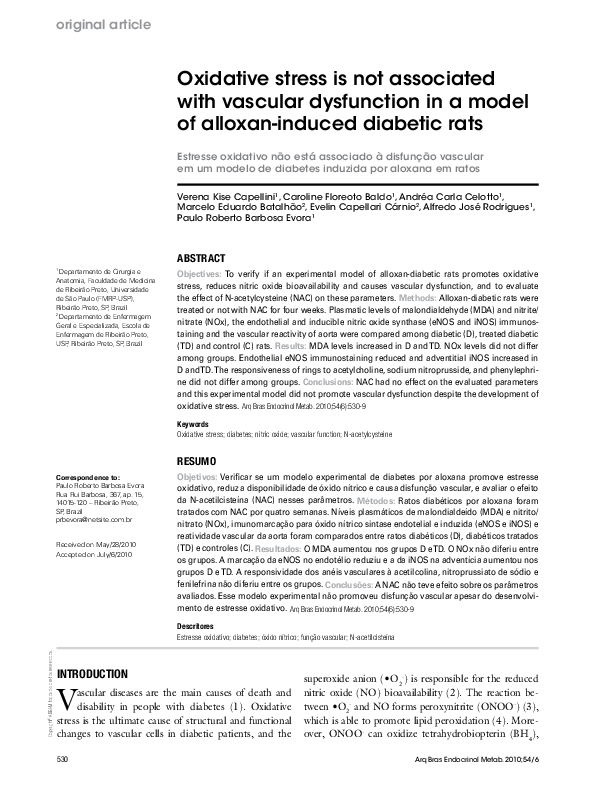 (PDF) Oxidative stress is not associated with vascular dysfunction in a ...