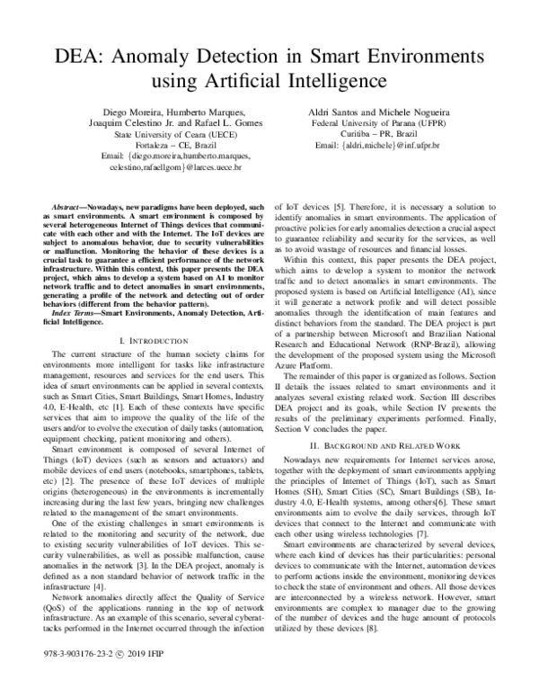 (PDF) DEA: Anomaly Detection in Smart Environments using Artificial Intelligence