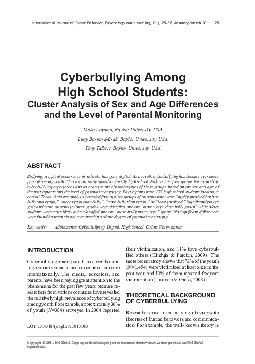 (PDF) Cyberbullying Among High School Students