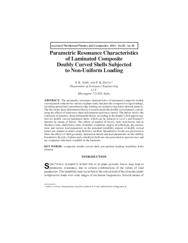 (PDF) Parametric Resonance Characteristics of Laminated Composite Doubly Curved Shells Subjected ...