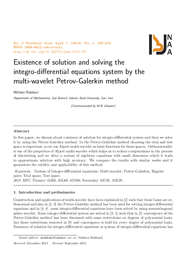(PDF) A wavelet Petrov–Galerkin method for solving integro-differential equations