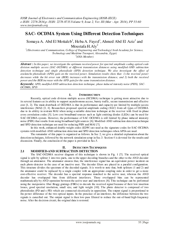 (PDF) SAC- OCDMA System Using Different Detection Techniques