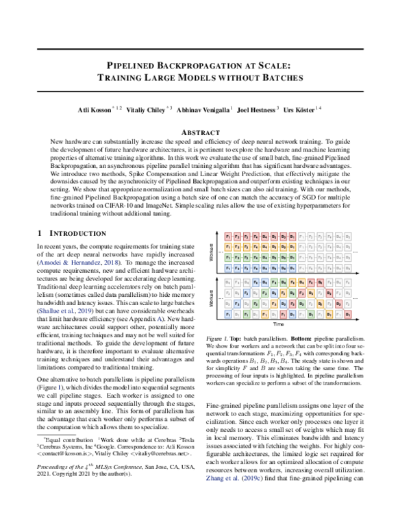 (PDF) Pipelined Backpropagation at Scale: Training Large Models without Batches