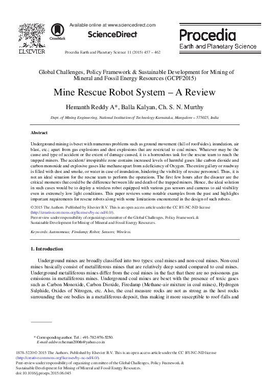 (PDF) Mine Rescue Robot System – A Review