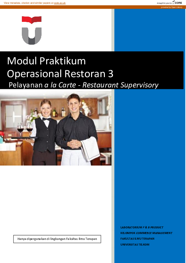 (PDF) Modul Praktikum Operasional Restoran 3 "Pelayanan a la Carte ...