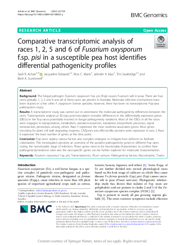 (PDF) Comparative transcriptomic analysis of races 1, 2, 5 and 6 of ...