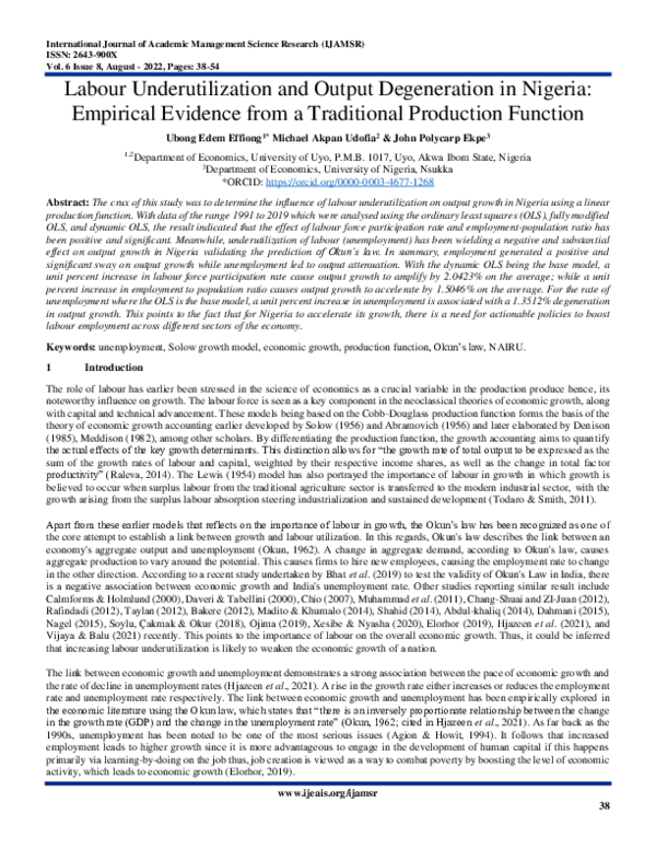 (PDF) Labour Underutilization and Output Degeneration in Nigeria ...