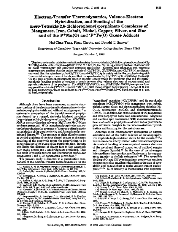 (PDF) Electron-Transfer Thermodynamics, Valence-Electron Hybridization ...