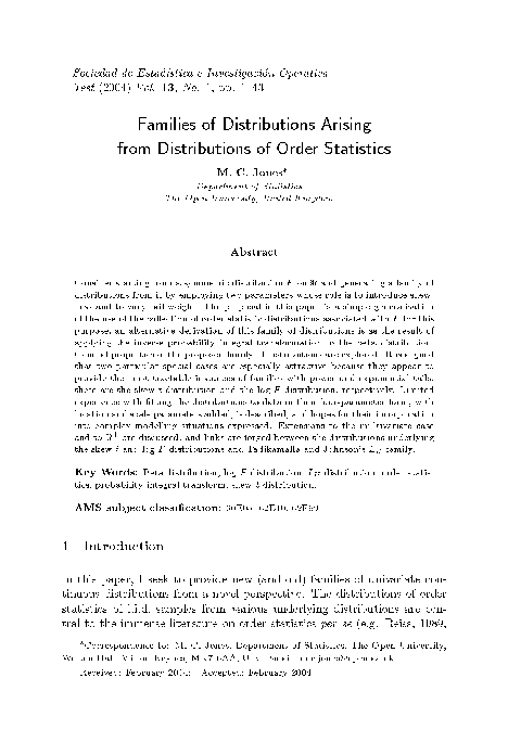 (PDF) Families of distributions arising from distributions of order statistics
