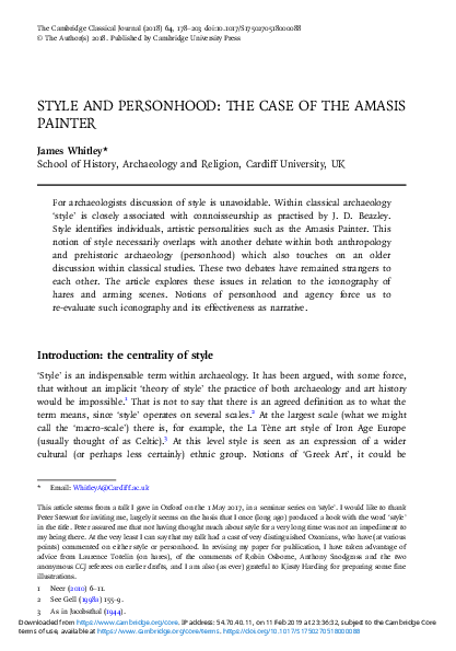 (PDF) Style and Personhood: The Case of the Amasis Painter