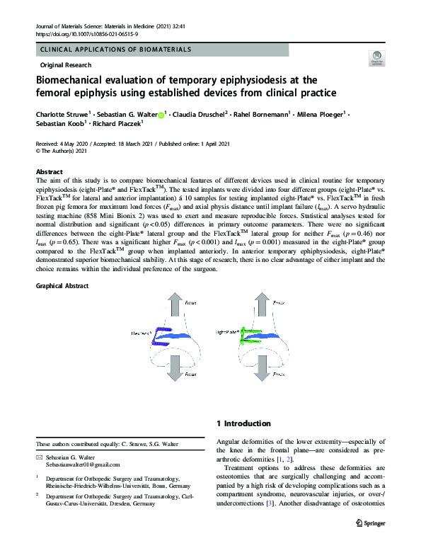 (PDF) Biomechanical evaluation of temporary epiphysiodesis at the ...