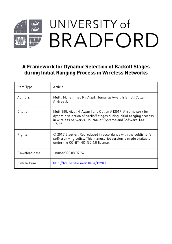 (PDF) A framework for dynamic selection of backoff stages during initial ranging process in ...