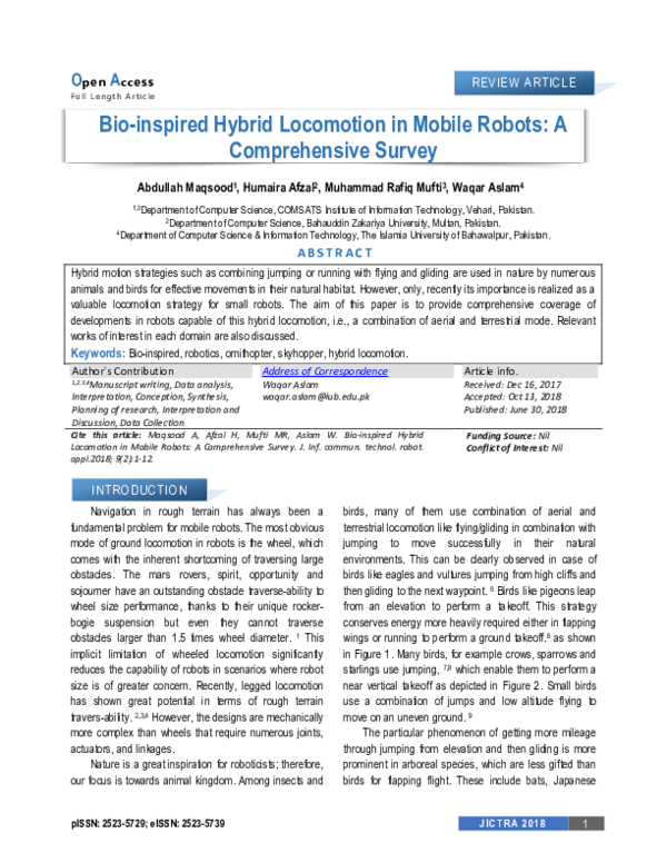 Pdf Bio Inspired Hybrid Locomotion In Mobile Robots A Comprehensive