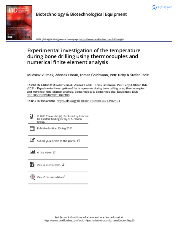 Pdf Experimental Investigation Of The Temperature During Bone Drilling Using Thermocouples And