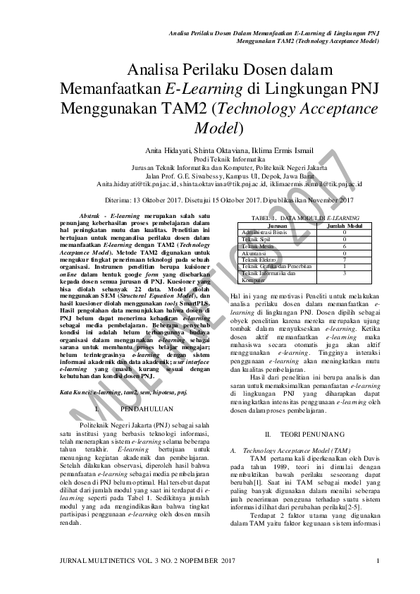 (PDF) Menggunakan TAM 2 ( Technology Acceptance Model )