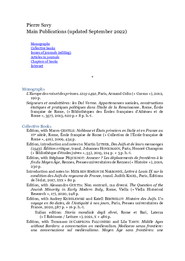(PDF) Pierre Savy - Publications September 2022