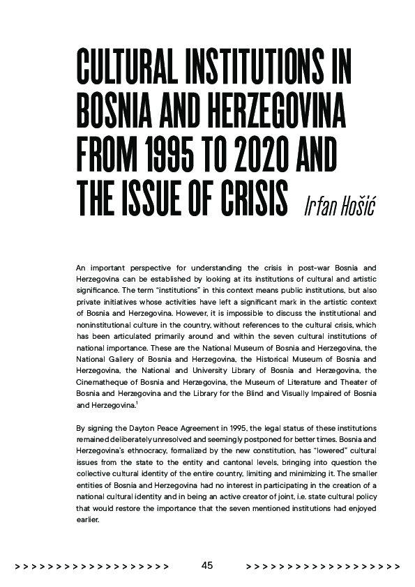 (PDF) Cultural institutions in Bosnia and Herzegovina from 1995 to 2020 ...