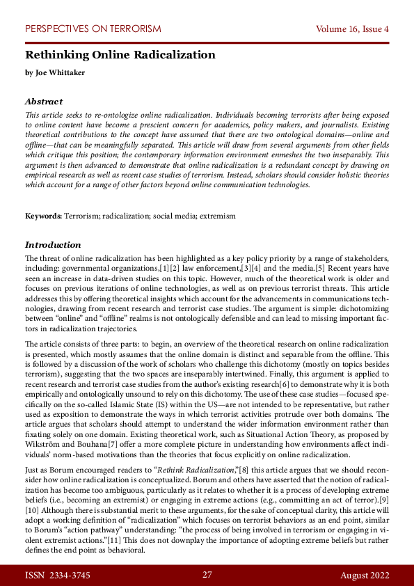 (PDF) Rethinking Online Radicalization