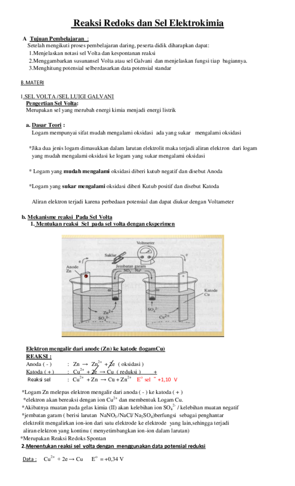 (PDF) REAKSI REDOKS DAN SEL ELEKTROKIMIA