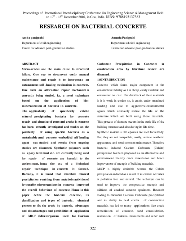 (PDF) Research on Bacterial Concrete