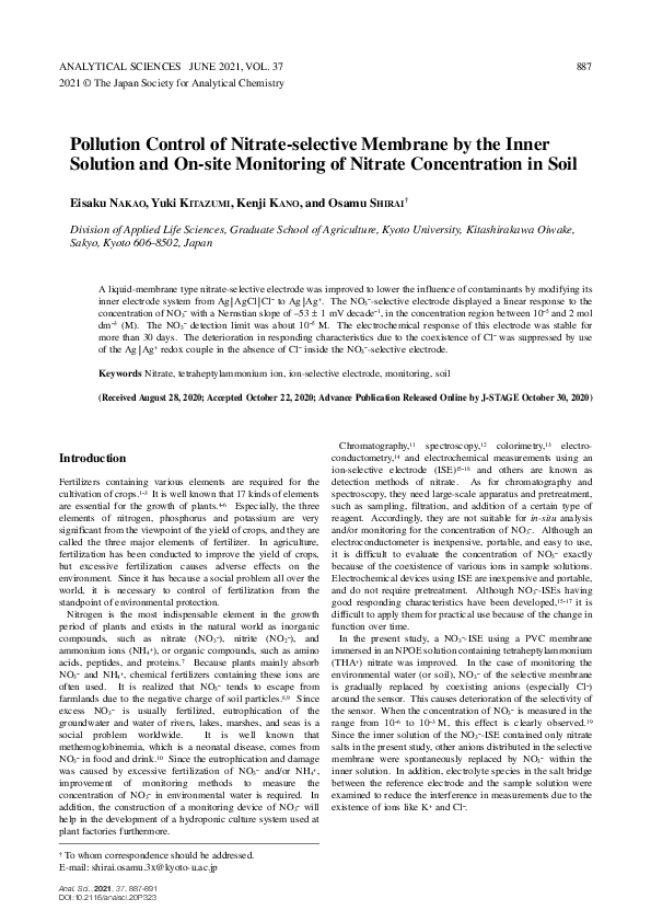 (PDF) Pollution Control of Nitrate-selective Membrane by the Inner Solution and On-site ...