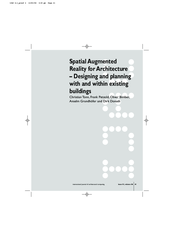 (PDF) Spatial Augmented Reality for Architecture — Designing and Planning with and within ...